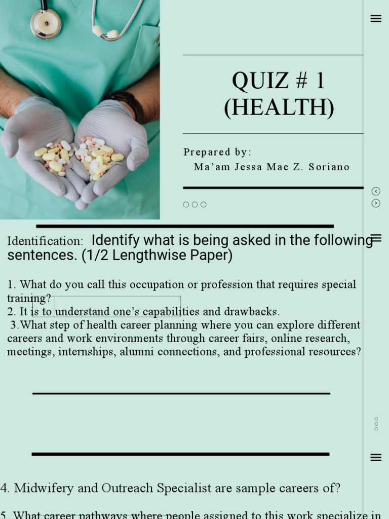 Health Career Planning Quiz | PDF | Self-Improvement