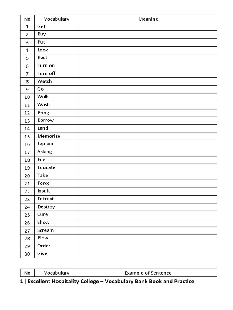 English Vocabulary Bank Book | PDF