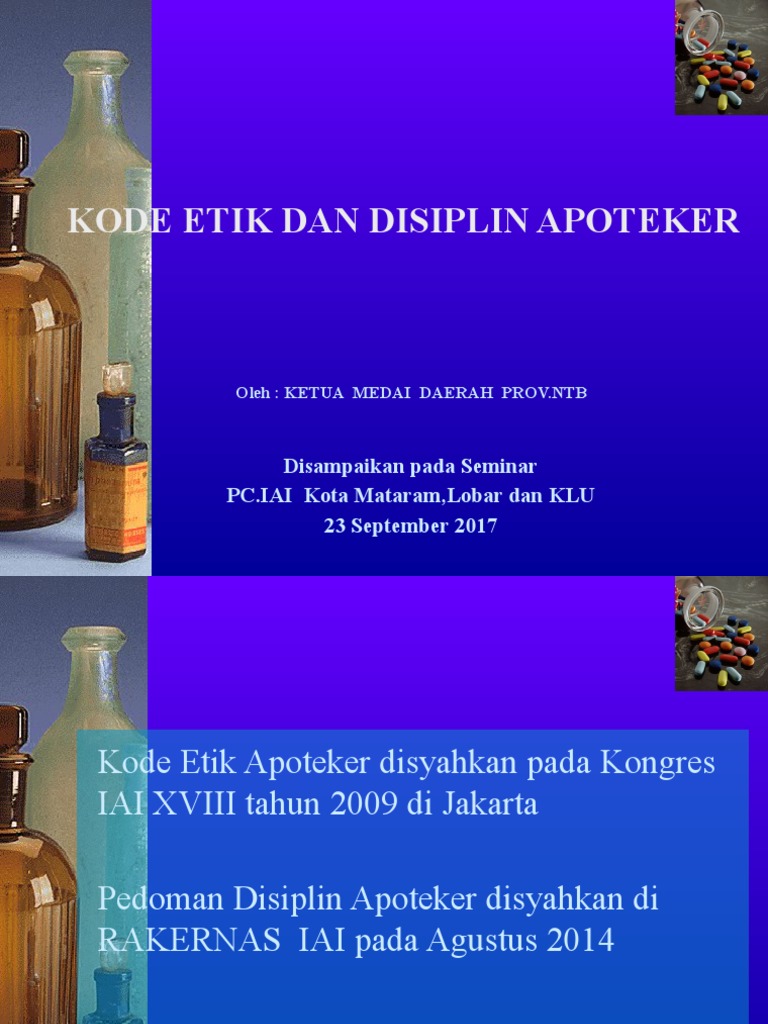 Kode Etik Dan Disiplin Apoteker | PDF
