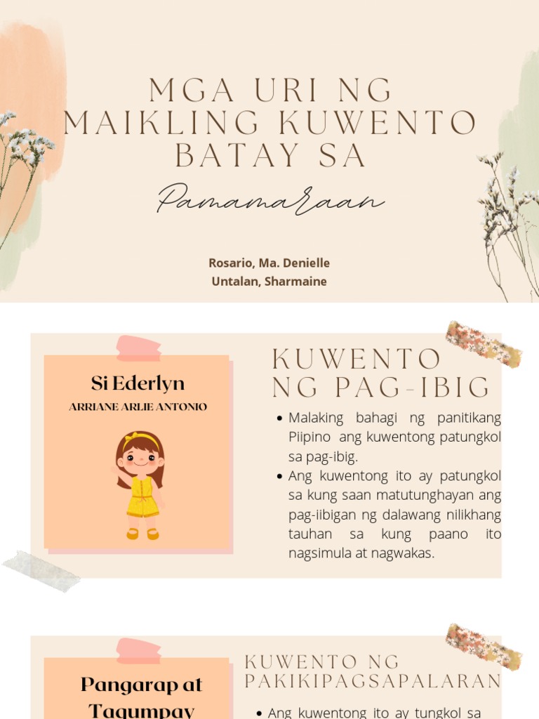 Mga Uri NG Maikling Kuwento Batay Sa Pamamaraan 1 | PDF