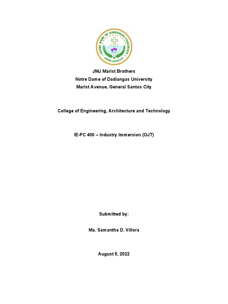 OJT Portfolio | PDF | Pineapple | University Of Notre Dame