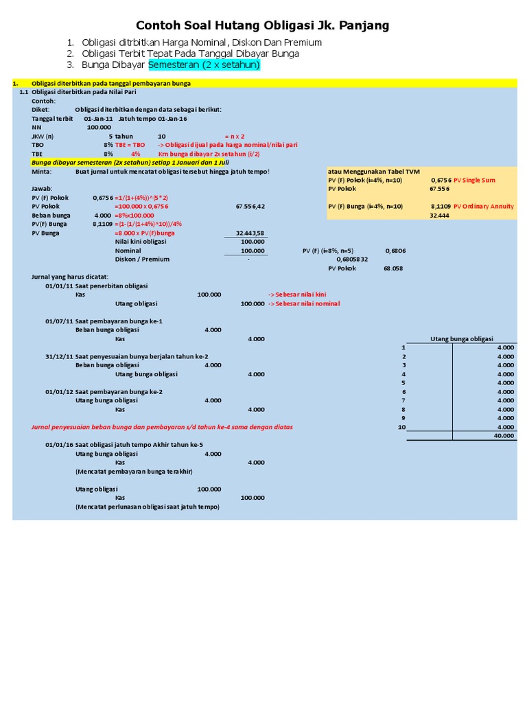 Jurnal Obligasi: Nominal, Diskon, Premi | PDF