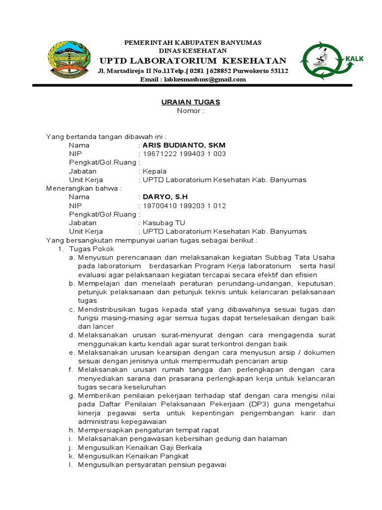 Uraian Tugas Kasubag Tu | PDF Uraian Tugas Kasubag Tu | PDF