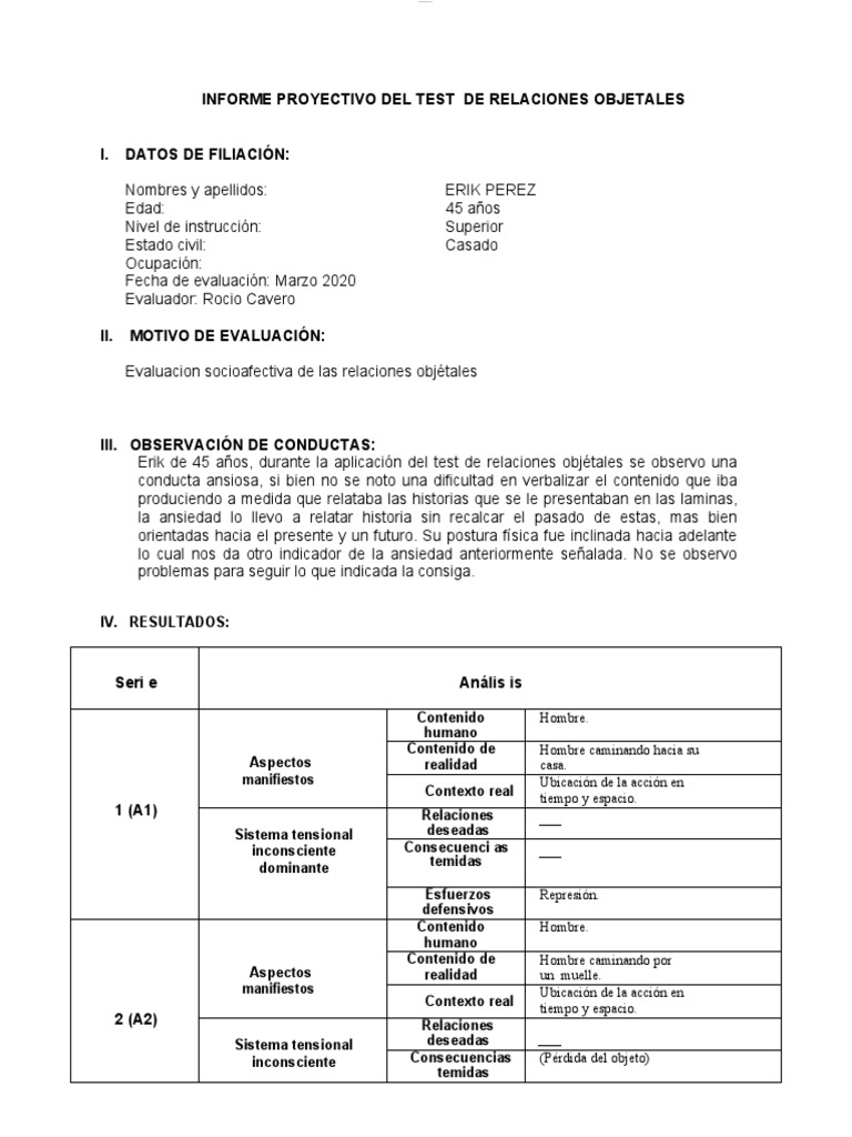 MODELO DEL INFORME_DEL_TEST_TRO (1).doc | PDF | Cognición | Ciencias ...