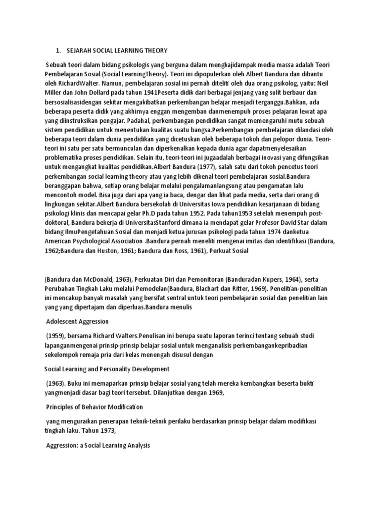 Sejarah Social Learning Theory | PDF