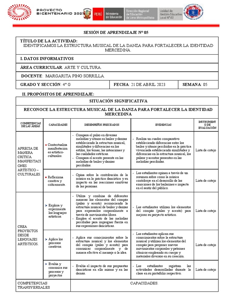Sesión 5 - MPS - F | PDF | Bailes | Ritmo