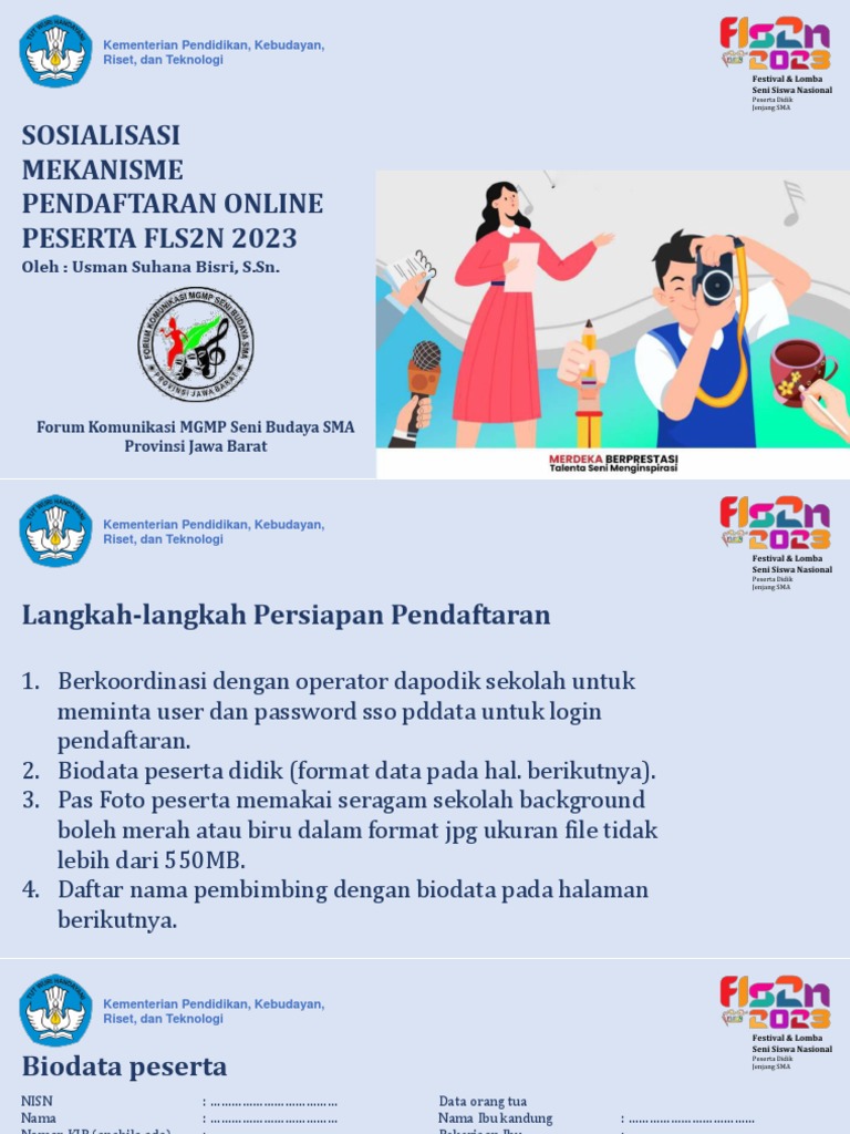 Juknis Langkah Pendaftaran Online FLS2N | PDF