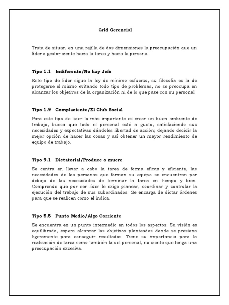 Grid Gerencial | PDF | Liderazgo