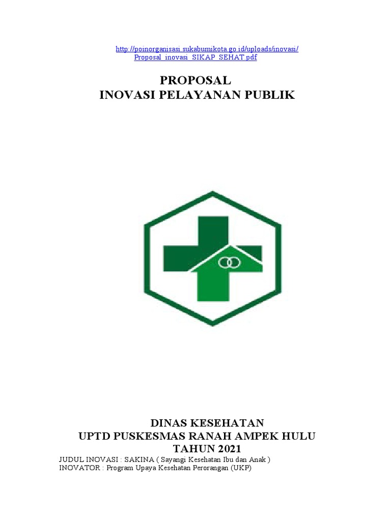 PROPOSAL INOVASI PELAYANAN PUBLIK DINAS KESEHATAN | PDF