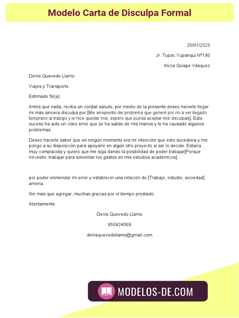 Carta - de - Disculpa a.Q.V | PDF