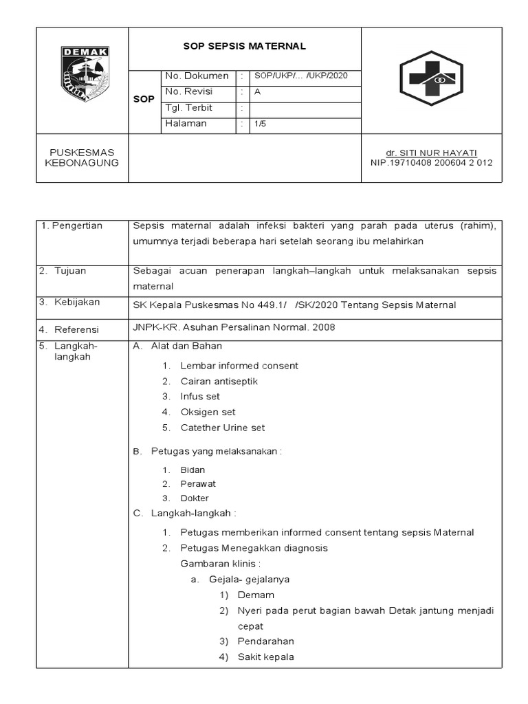 Sop Sepsis Maternal | PDF