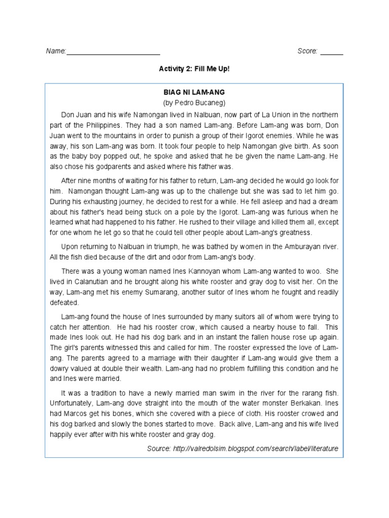 The Legend of Lam-ang: A Summary of the Philippine Folk Hero's Life ...