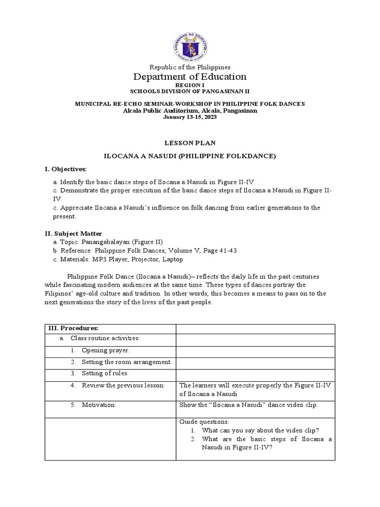 Folkdance Lesson Plan | PDF | Dances | Learning