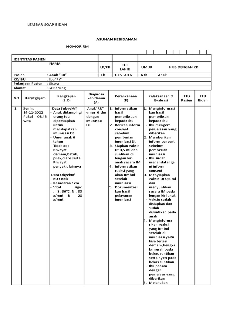 Lembar Soap Bidan Bias | PDF