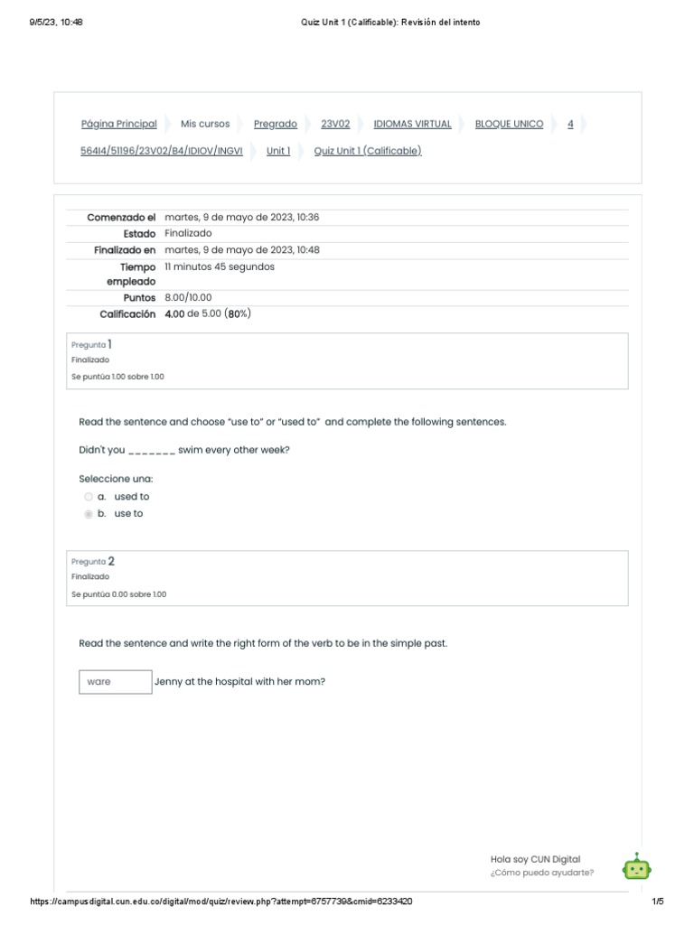 Quiz Unit 1 (Calificable) - Revisión Del Intento2 | PDF