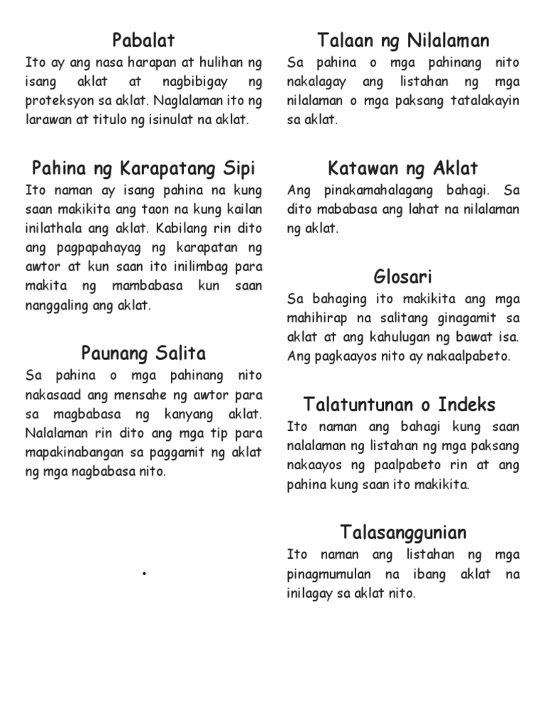 Bahagi NG Aklat - Odt | PDF