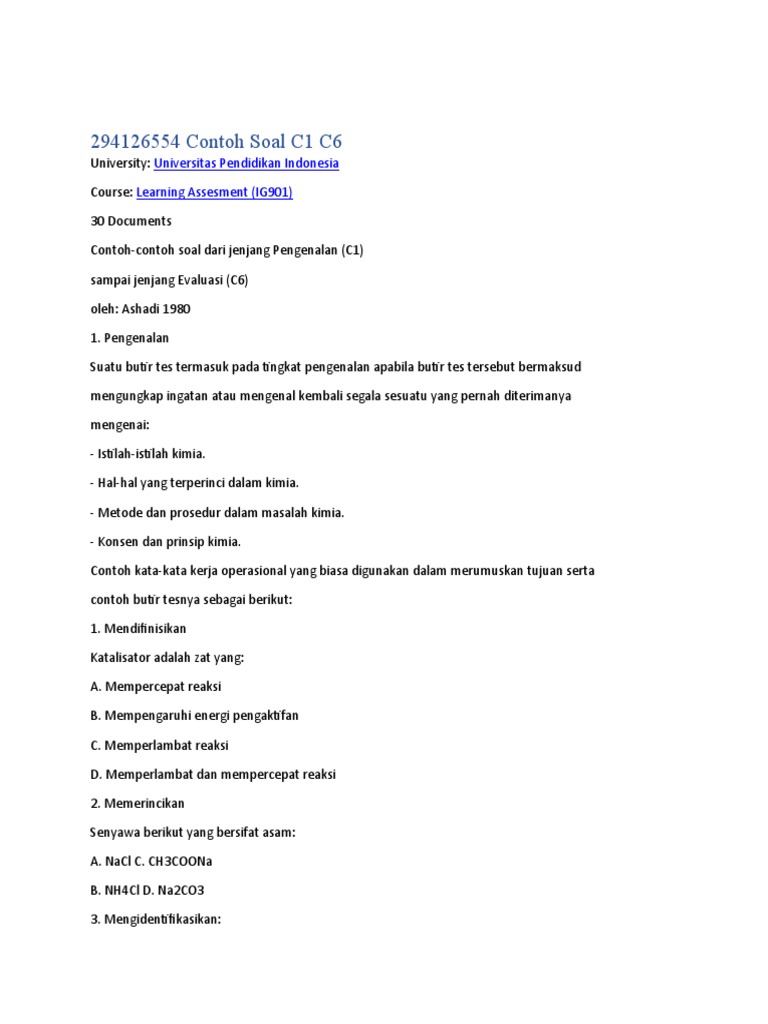 Contoh Soal c1-c6 | PDF | Teknologi & Rekayasa