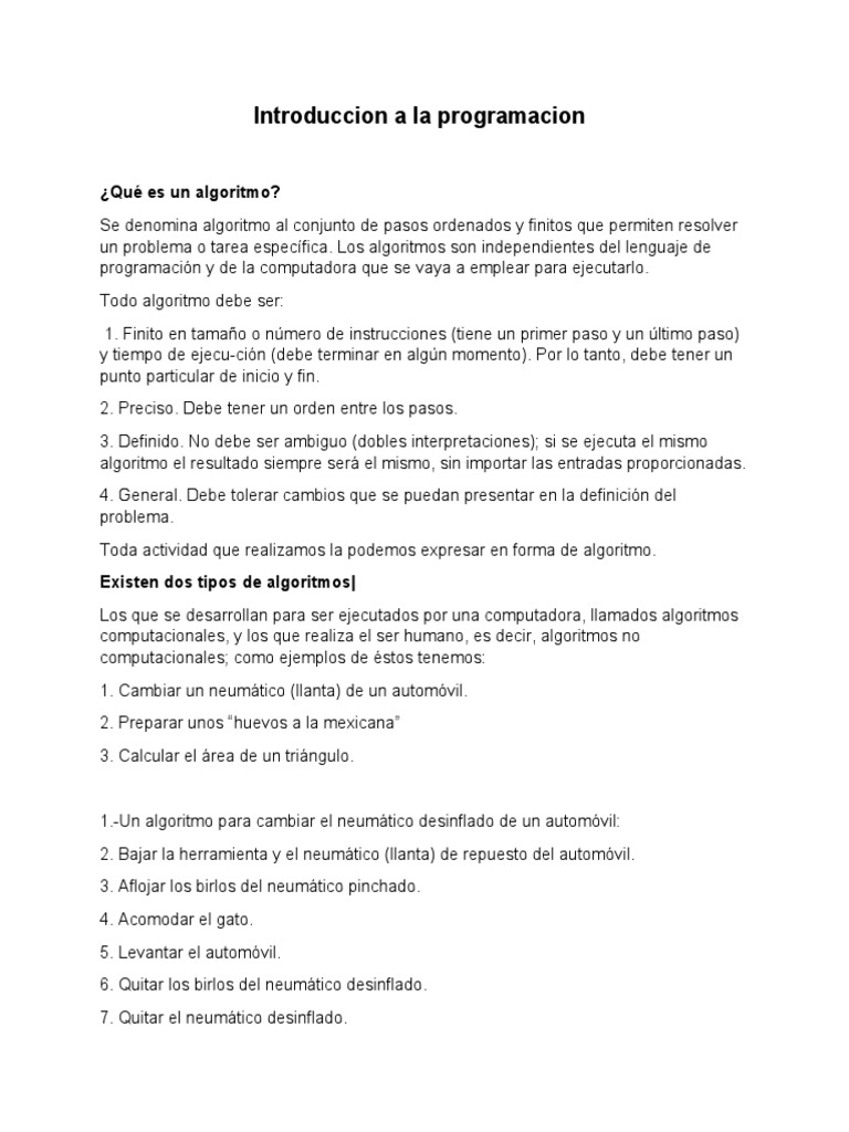 Introducción a los algoritmos básicos | PDF | Algoritmos | Programación ...