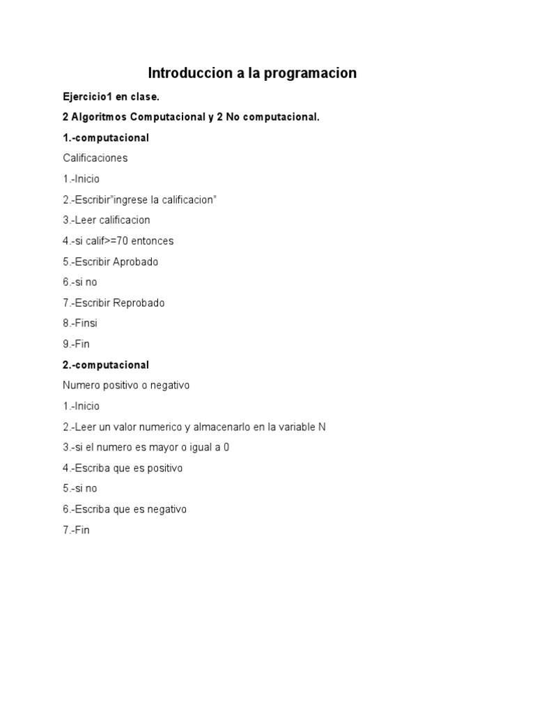 Algoritmo Computaciona y No Computacional-Kevin Martinez | PDF