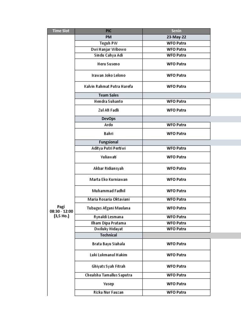 MCS Weekly Schedule 23 - 27 Mei.xlsx | PDF