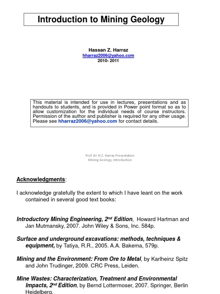 Introduction to Mining Geology .pdf | PDF | Mining | Ore