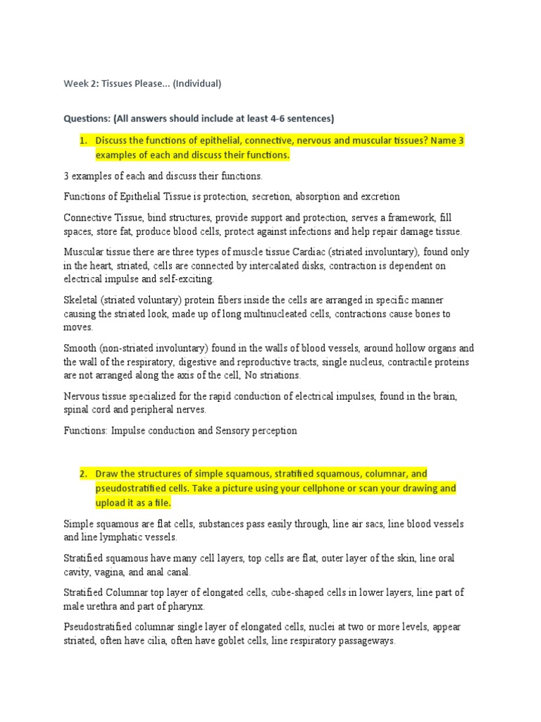 Week 2 Tissues Please | PDF