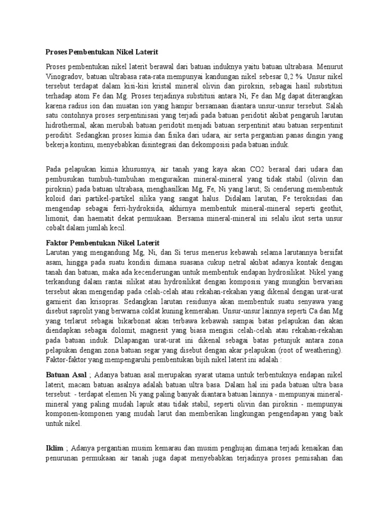 Proses Pembentukan Nikel Laterit | PDF | Ilmu Sosial | Seni
