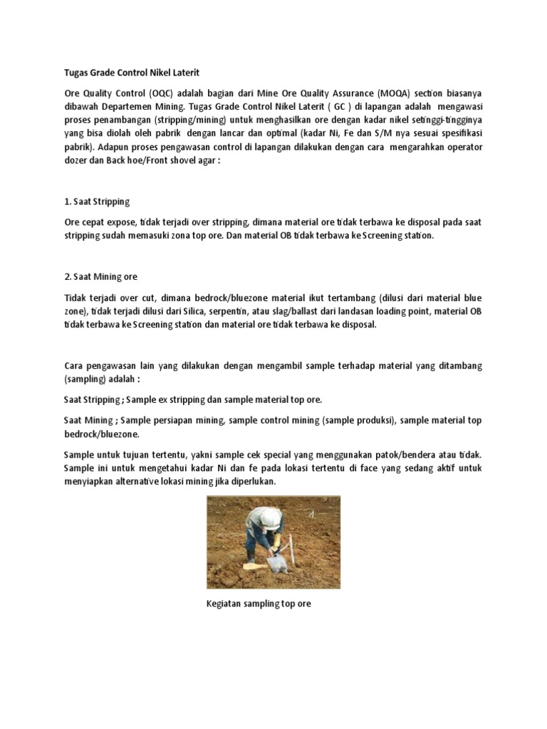 Tugas Grade Control Nikel Laterit | PDF