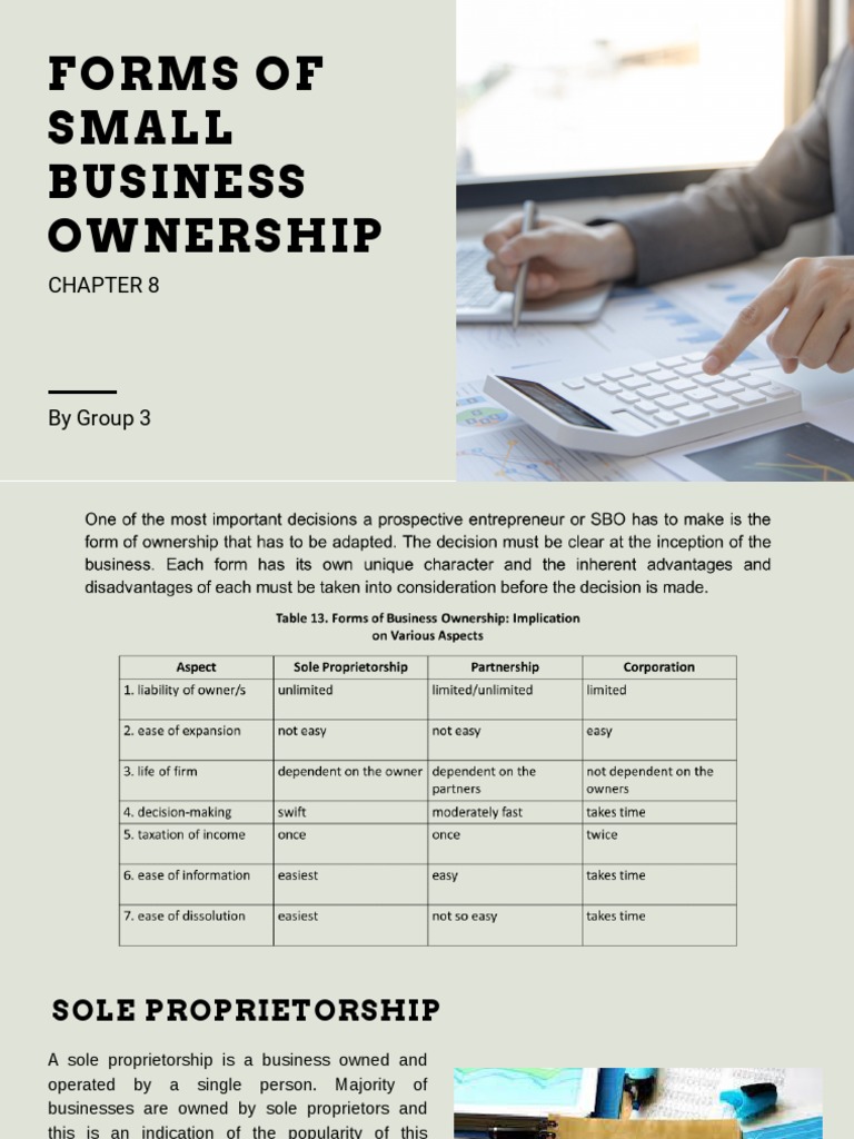 Forms of Small Business Ownership PDF | PDF | Stocks | Sole Proprietorship