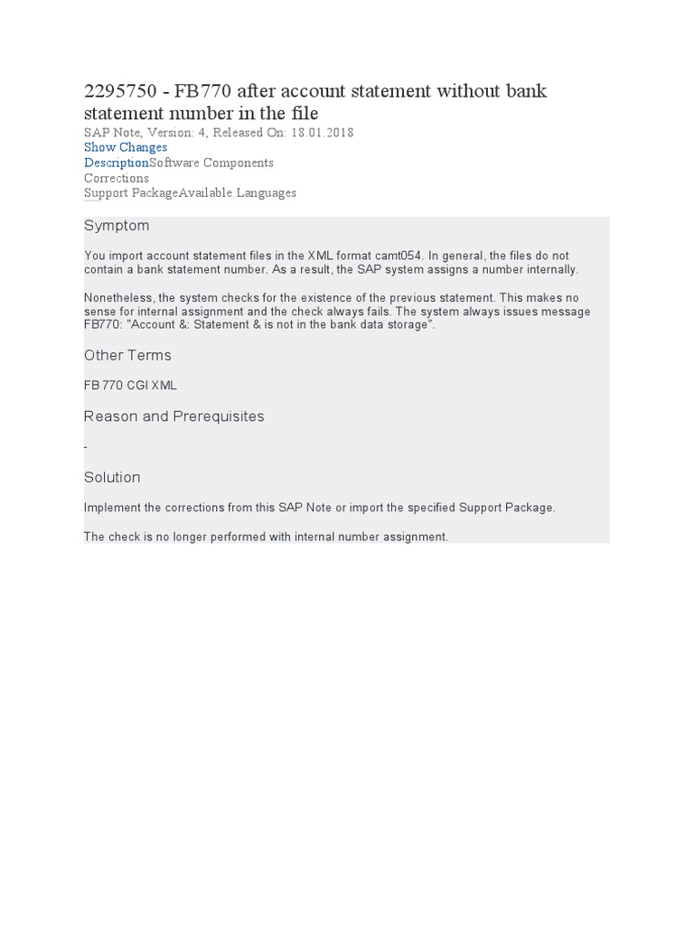 FB770 Issue with SAP Account Statements | PDF | Finance & Money ...