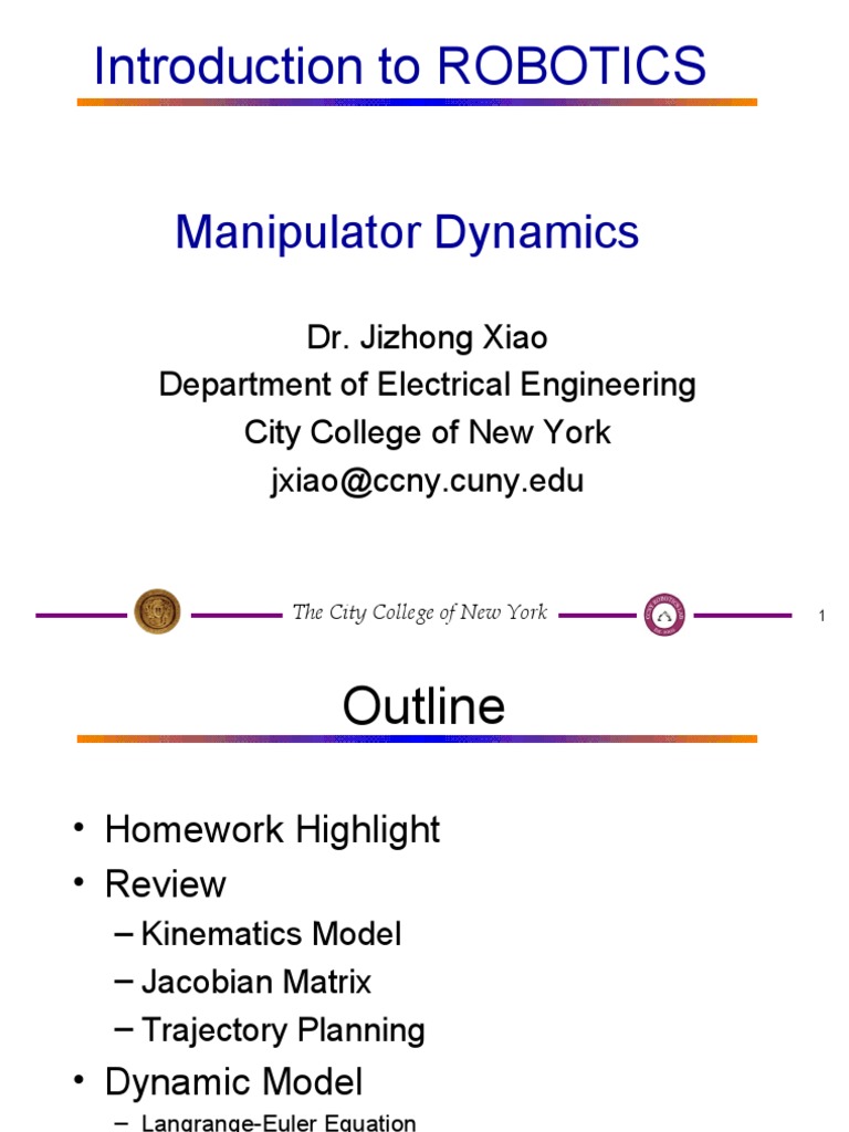 Introduction to Robotics Manipulator Dynamics | PDF | Kinematics | Mathematical Physics