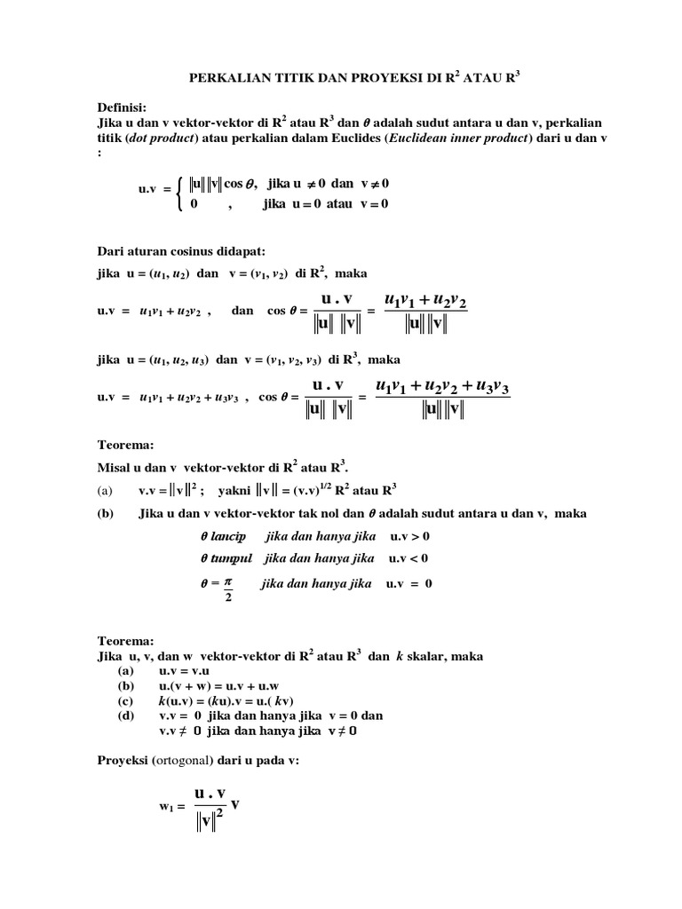 Perkalian Titik Dan Proyeksi PDF | PDF | Metode & Bahan Ajar