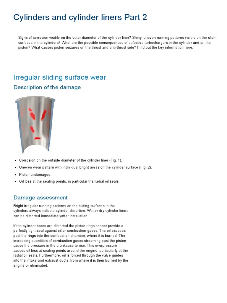 Cylinders and Cylinder Liners Part 2 Technipedia Motorservice PDF | PDF ...