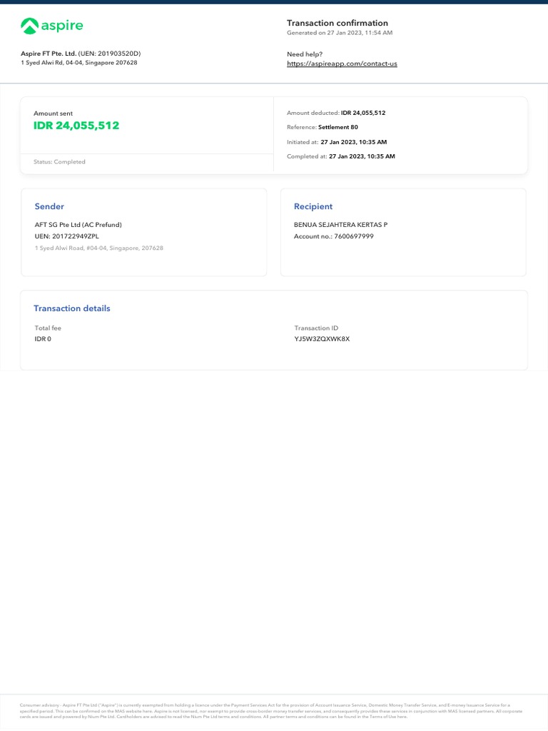 Benua Receipt | PDF | Wire Transfer | Service Industries