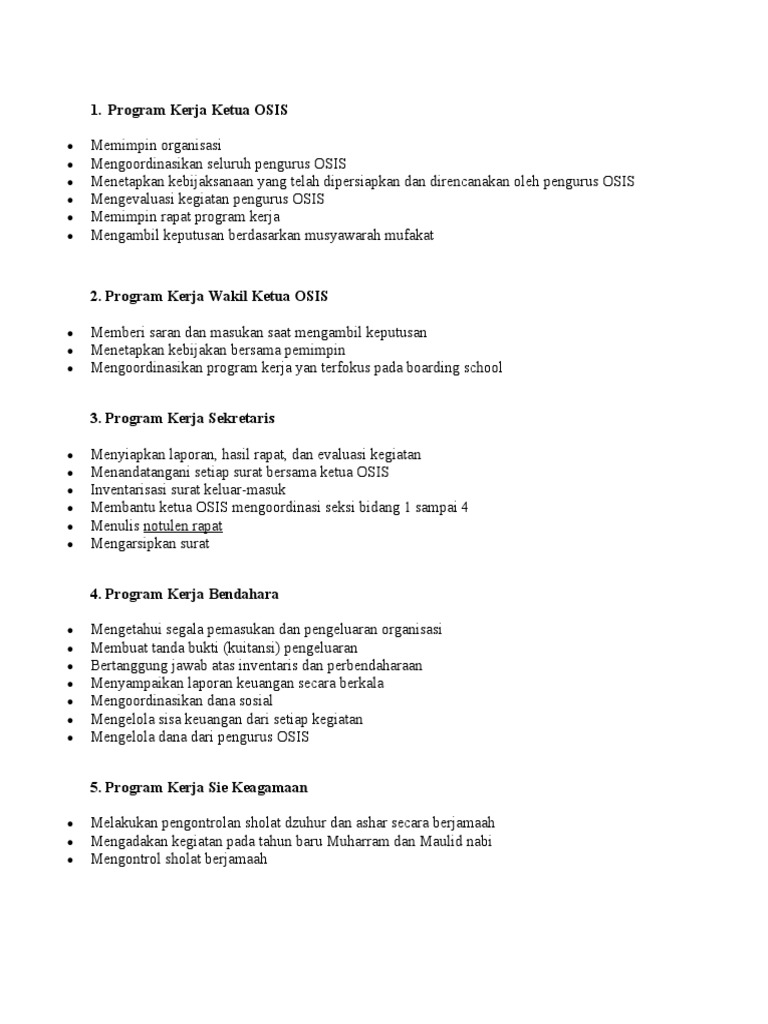 Program Kerja OSIS | PDF