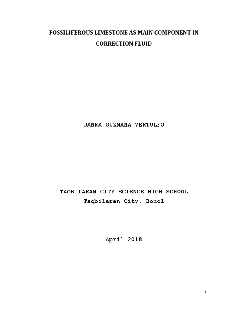 Fossiliferous Limestone As Main Component in Correction Fluid | PDF | P ...
