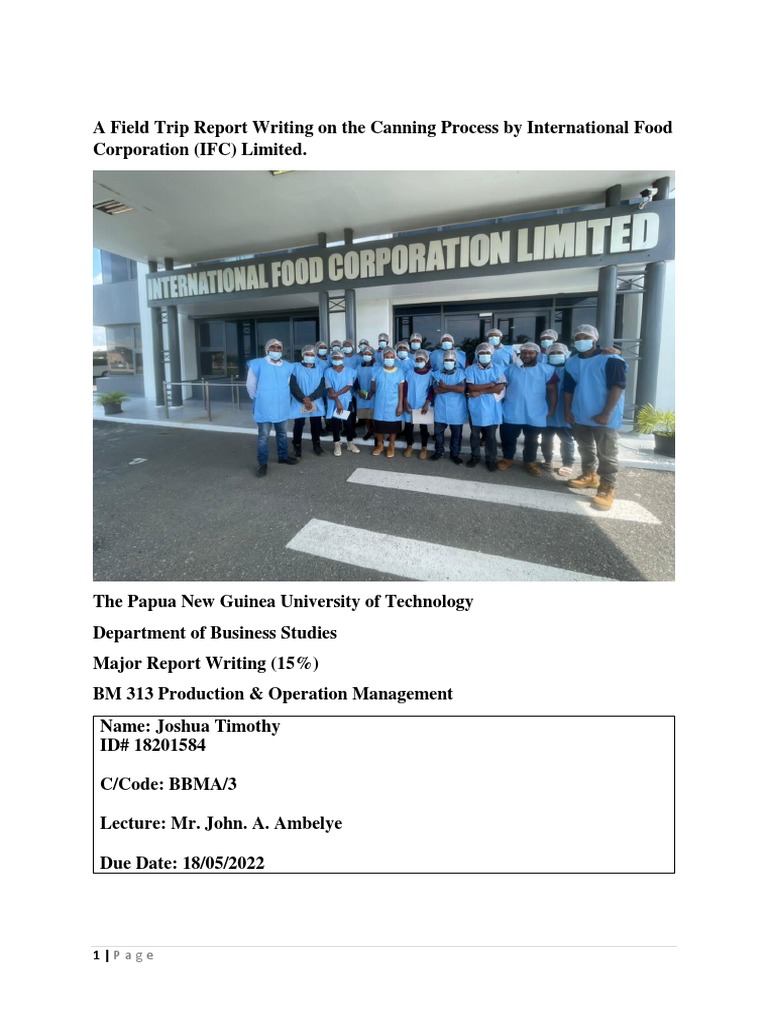 Report Writing On International Food Corporation PDF | PDF | Food And Drink