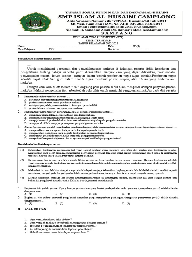 Soal PTS BIND 9 | PDF