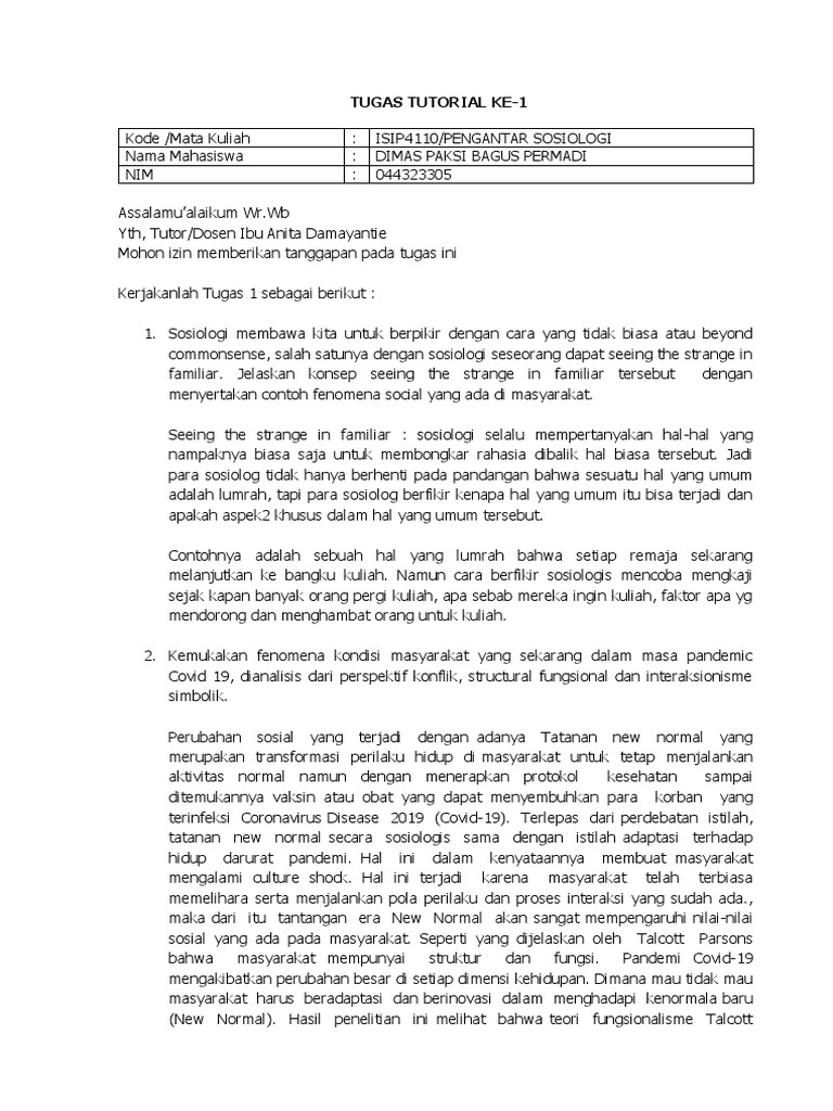 TT - I - P.sosiologi - Dimas Paksi Bagus Permadi - 044323305 | PDF