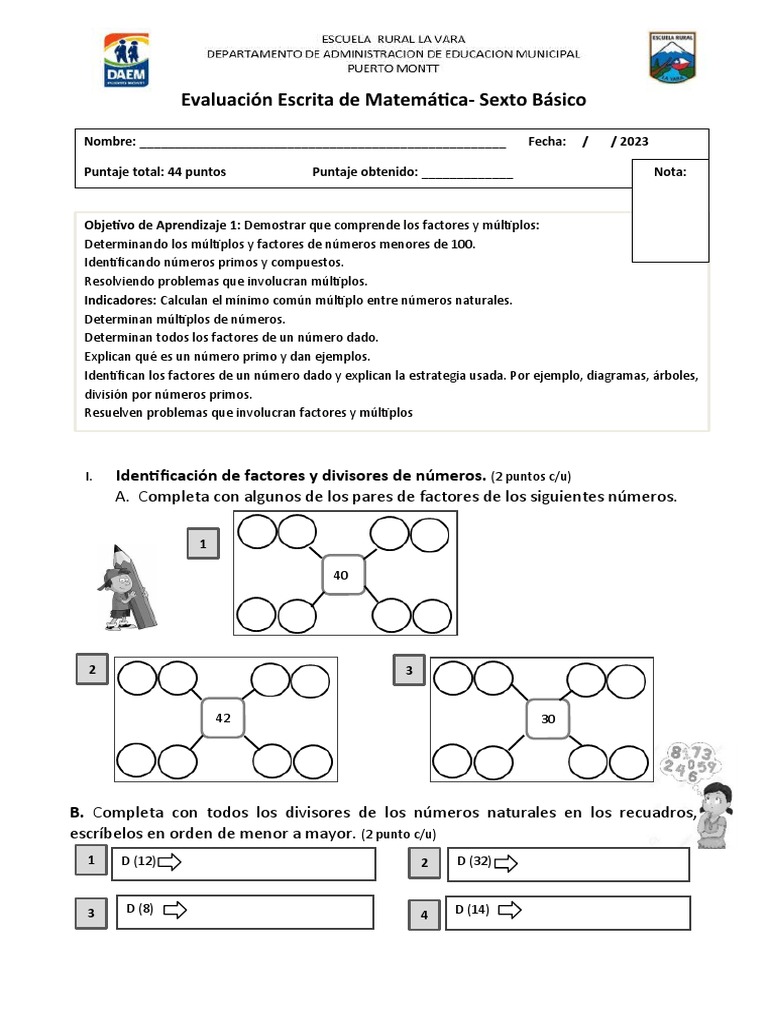 Factores y Múltiplos en Sexto Básico | PDF | Número primo | Matemáticas