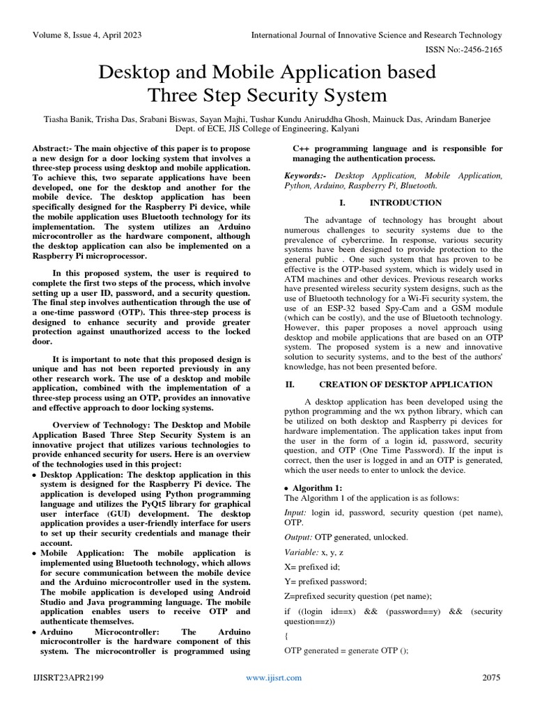 Desktop and Mobile Application Based Three Step Security System | PDF | Mobile App | Graphical ...
