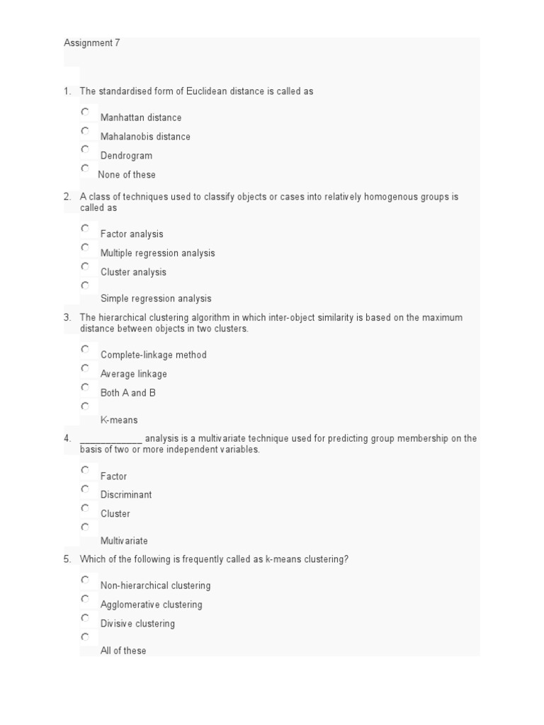 Assignment No 7 Pdf Cluster Analysis Data Analysis