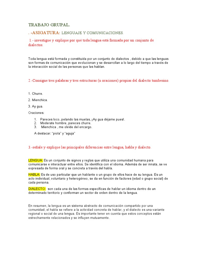 Lenguaje-Trabajo 2 | PDF