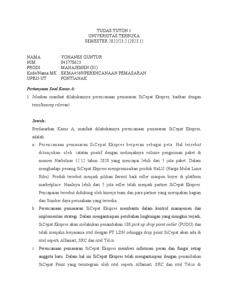 Tugas 1 Ekma4569 | PDF