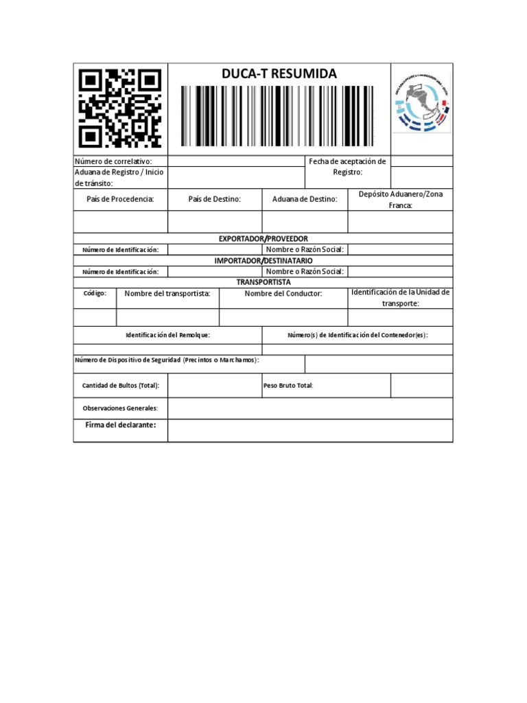 Formato DUCA T RESUMIDA PDF | PDF | aduana