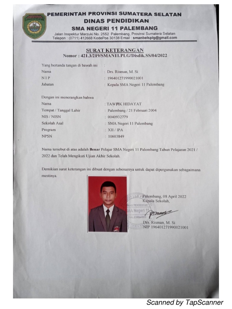 Surat Keterangan kelas XII | PDF