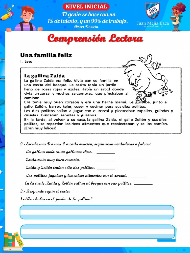 Comprensión Lectora La Familia Feliz | PDF
