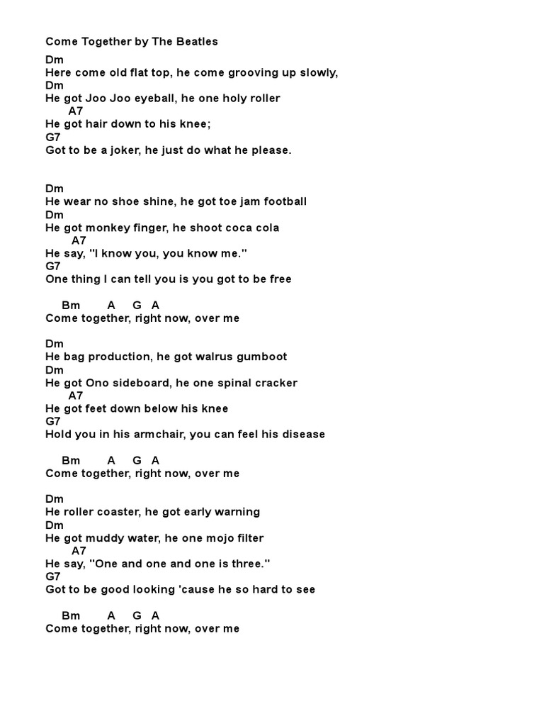Come Together Lyrics and Meaning | PDF