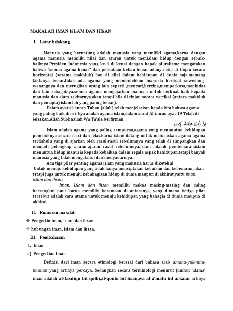 Makalah Iman Islam Dan Ihsan | PDF
