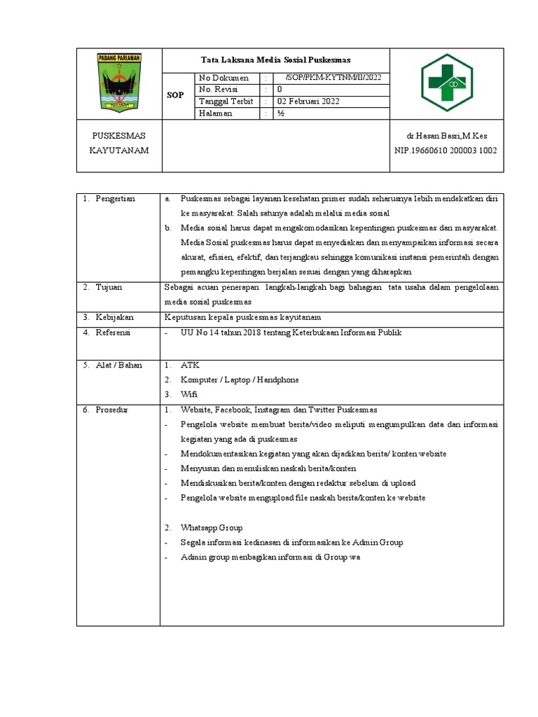 Sop Media Sosial | PDF Sop Media Sosial | PDF